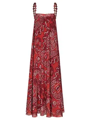 ANDRES OTALORA Delatada Printed Chiffon Tent Maxi Dress - Red