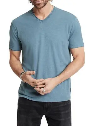 John Varvatos Miles Short Sleeve V Neck Tee - Steel Blue
