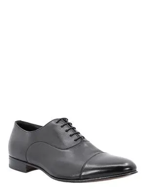Santoni Darian Cap Toe Dress Shoes - Black
