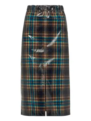 MAISON MARGIELA Checked Coated Wool Midi Skirt - Multicoloured