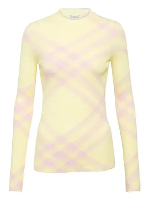 Burberry Check Wool-blend Top - Yellow