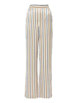 Veronica Beard Grigore Striped Wide-leg Pants - White
