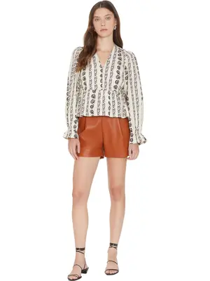 MARIE OLIVER Marie Oliver Fay High-Waisted Pleated Shorts Ginger