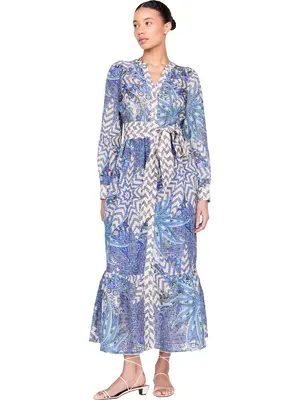 MARIE OLIVER Hannon Printed Maxi Shirt Dress - Anise Breeze