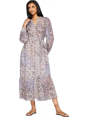 MARIE OLIVER Hannon Printed Maxi Shirt Dress - Anise Lattice