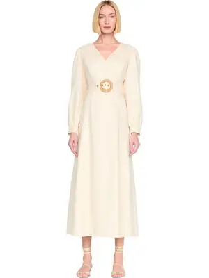MARIE OLIVER Evelle Linen Wrap Dress - Whitecap