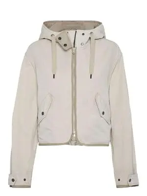 Brunello Cucinelli Hooded Cotton-blend Jacket - Neutrals