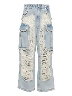 DARKPARK Vivi Distressed Wide-leg Jeans - Blue