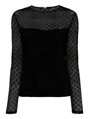 Karl Lagerfeld Monogram-mesh T-shirt - Black