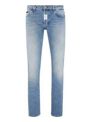 Philipp Plein Logo-patch Straight-leg Jeans - Blue