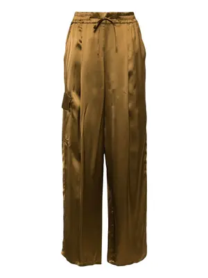 YVES SALOMON Satin Cargo Pants - Brown