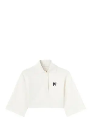 Palm Angels Monogram Cropped Polo Top - White