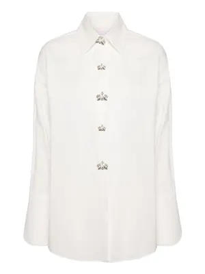 GENNY Appliqué-detail Muslin Shirt - Neutrals