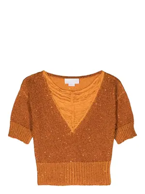 GENNY Genny Sequined V-Neck Top