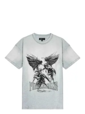 PURPLE BRAND Fight-print Cotton T-shirt - Grey