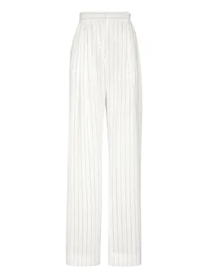 Philipp Plein Pinstriped Wide Leg Trousers - White