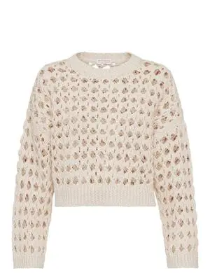 BRUNELLO CUCINELLI Openwork-knit Cropped Sweater