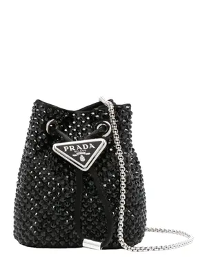 Prada Rhinestoned Satin Mini Bag - Black