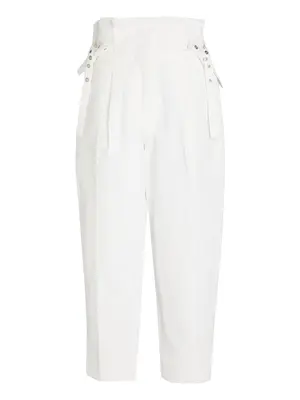 3.1 Phillip Lim Cropped Hammered Cotton And Linen-blend Tapered Trousers - Off-white