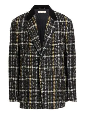 Marni Checked Woolblend Tweed Blazer - Black