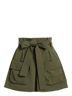 Red Valentino Belted Cotton And Wool-blend Twill Shorts - Army Green