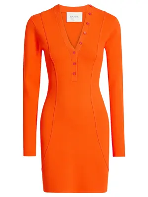 FRAME Julia Sarrjamois Cutout Knitted Mini Dress - Bright Orange