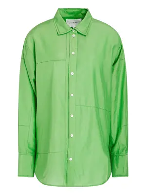 FRAME Cotton And Silk-blend Poplin Shirt - Green