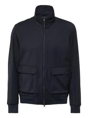Herno Virgin Wool Windbreaker Bomber Jacket - Blue
