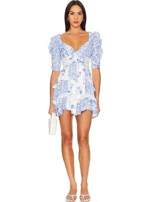 For Love & Lemons Rosalyn Mini Dress - Blue