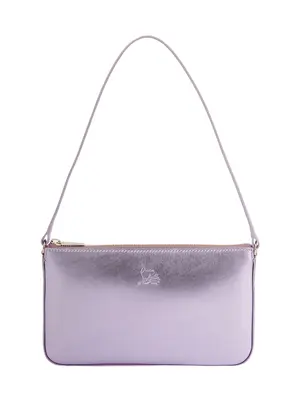 CHRISTIAN LOUBOUTIN Loubila Metallic Leather Shoulder Bag - Silver