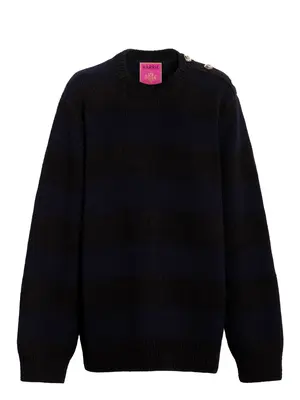 BARRIE Striped Ribbed-knit Jumper - Black