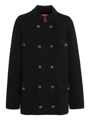 BARRIE Double-breasted Military Coat - Black