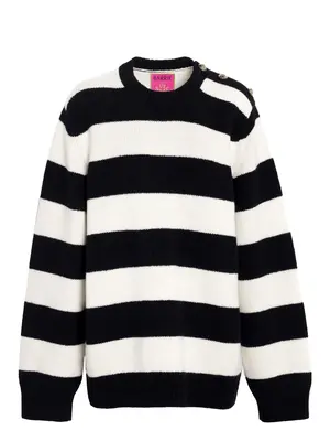 BARRIE Striped Intarsia-knit Jumper - Black