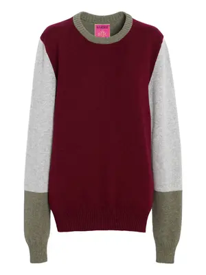 BARRIE Colour-block Cashmere Jumper - Red