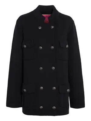 BARRIE Double-breasted Military Coat - Black