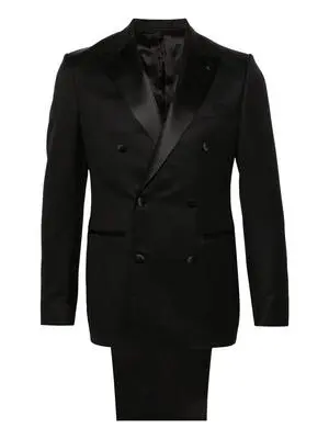 LUIGI BIANCHI MANTOVA Peak-lapels Double-breasted Suit - Black