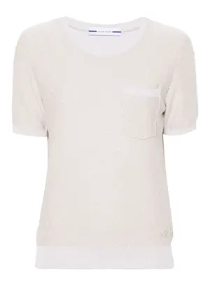 Jacob Cohen Logo-embroidered Bouclé T-shirt - Neutrals