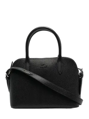 Lacoste Chantaco Piqué Leather Mini Tote Bag - Black
