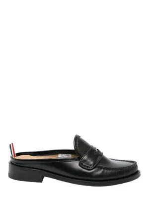 Thom Browne Leather Penny Mules - Black