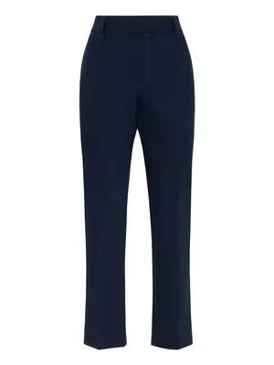 Brunello Cucinelli Monili Chain-embellished Straight Leg Trousers - Blue