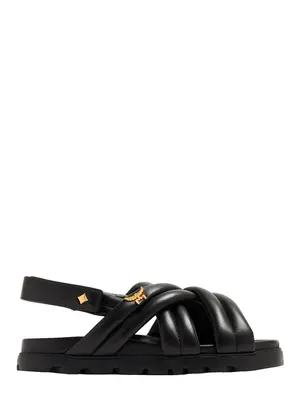 Mcm Crossover Padded Leather Sandals - Black