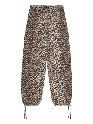 GANNI Leopard-print Drawstring Trousers - Black