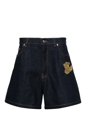 Off-White Logo-patch Denim Shorts - Blue