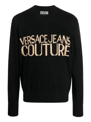 Versace Intarsia-knit Crew-neck Jumper - Black