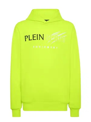PLEIN SPORT Scratch Logo-print Hoodie - Green