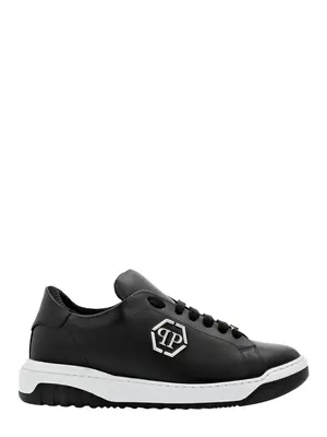 Philipp Plein Logo-appliqué Leather Sneakers - Black
