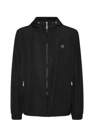 Philipp Plein Logo-patch Hooded Windbreaker - Black