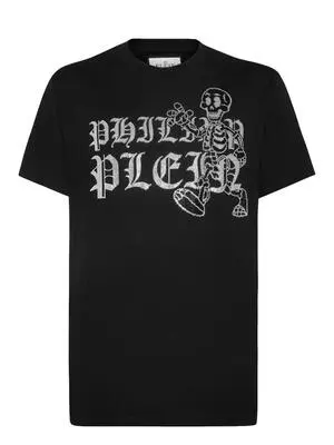 Philipp Plein Rhinestone-skeleton Cotton T-shirt - Black