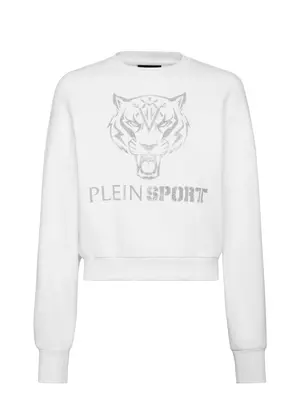 PLEIN SPORT Tiger-print Cropped Sweatshirt - White