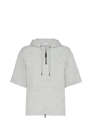Brunello Cucinelli Short Sleeve Zip Hoodie - Grey